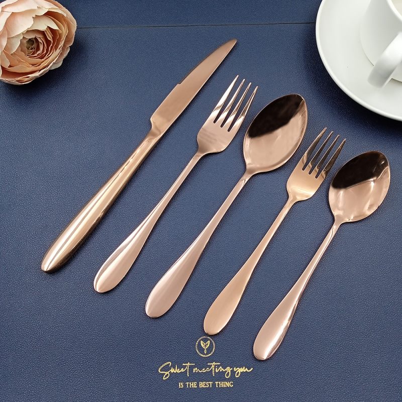rose gold pointed shape modern cutlery set for wedding party - Plating ...