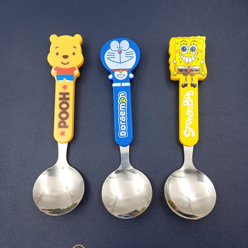 lovely cute kid spoon with plastic colorful handle SS3001 - Plastic ...
